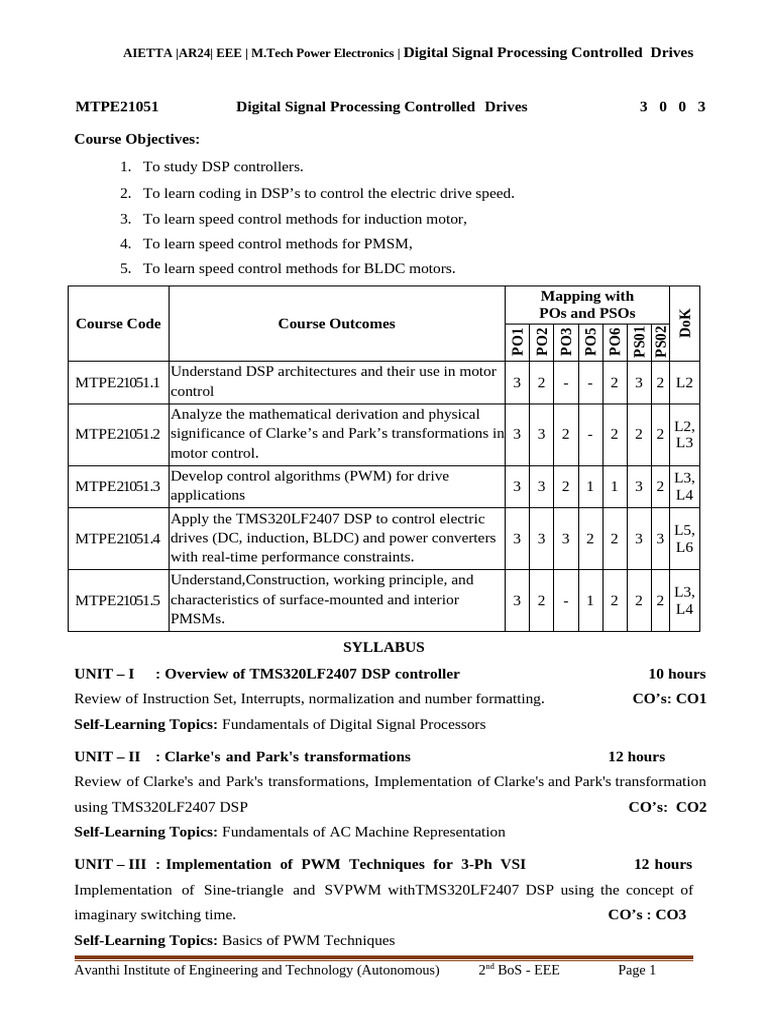 Ii-I Mtpe21051 Digital Signal Processing Controlled Drives | PDF | Digital Signal Processing ...