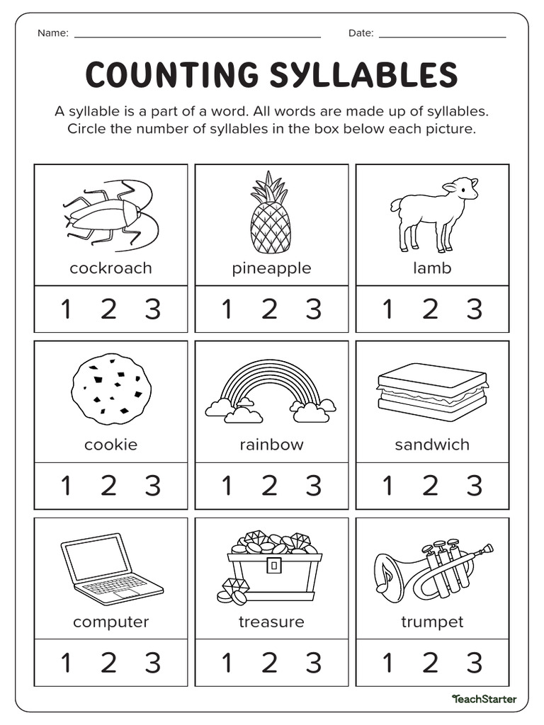 Counting Syllables Worksheet | PDF