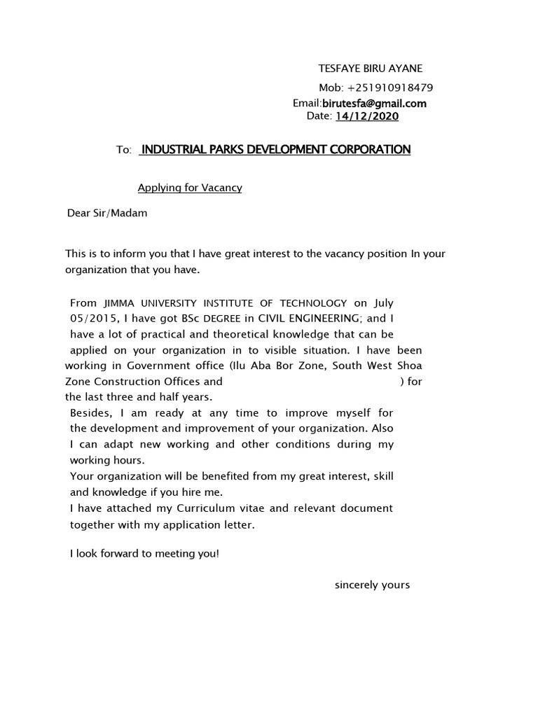 Application Latter | PDF