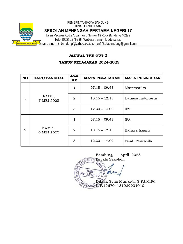 Jadwal Try Out 2 | PDF