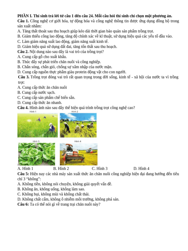 ĐỀ CÔNG NGHỆ LOP 12 | PDF