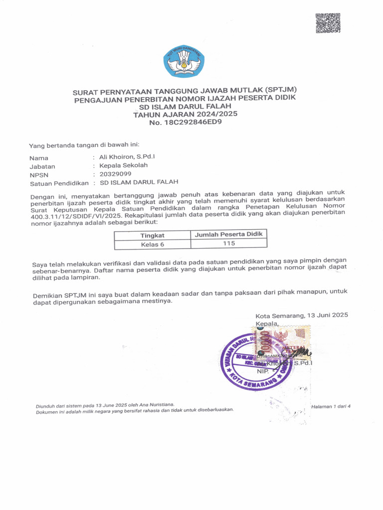 SPTJM Kelulusan Kls 6 | PDF