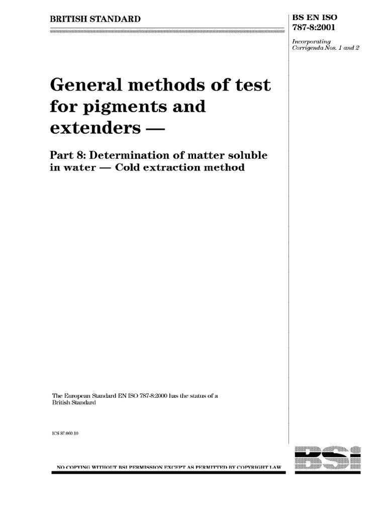 BS EN ISO 787 8 2001 Corrigendum 1 2 | PDF