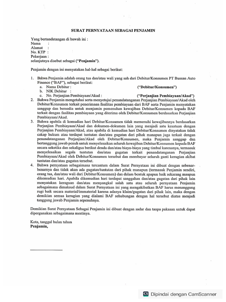 Pernyataan Penjamin | PDF