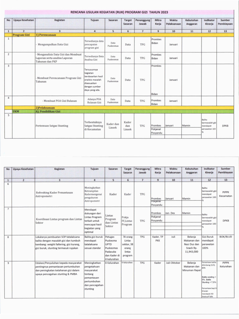 2.6.4 D 1. Ruk Program Gizi | PDF