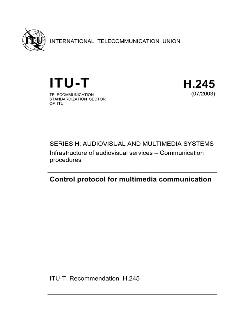 Itu-T: Control Protocol For Multimedia Communication | PDF | Itu T ...