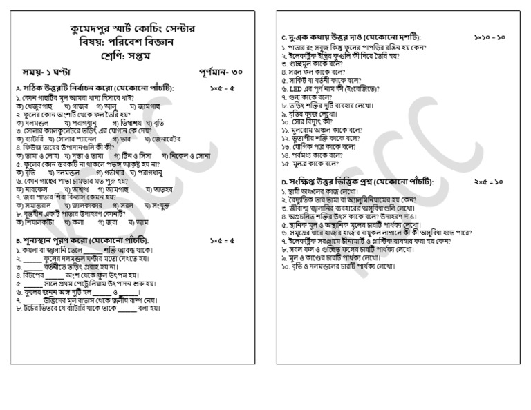 Class 7 Exam JUNE FINAL-1 | PDF