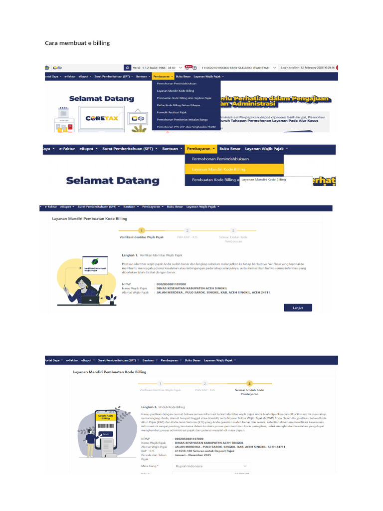 Cara Membuat e Billing Pajak | PDF