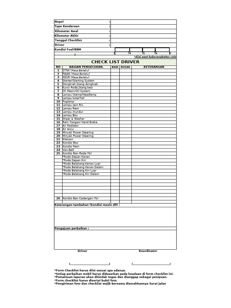 Checklist Unit | PDF