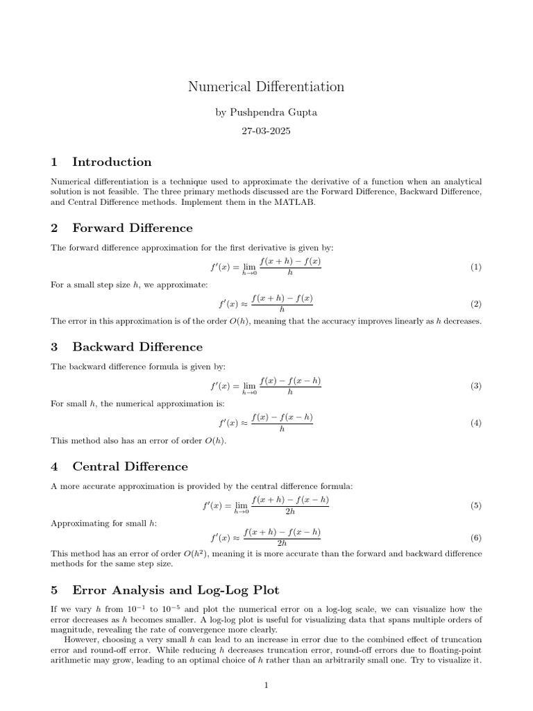 Numerical Differentiation and Integration | PDF | Finite Difference | Integral