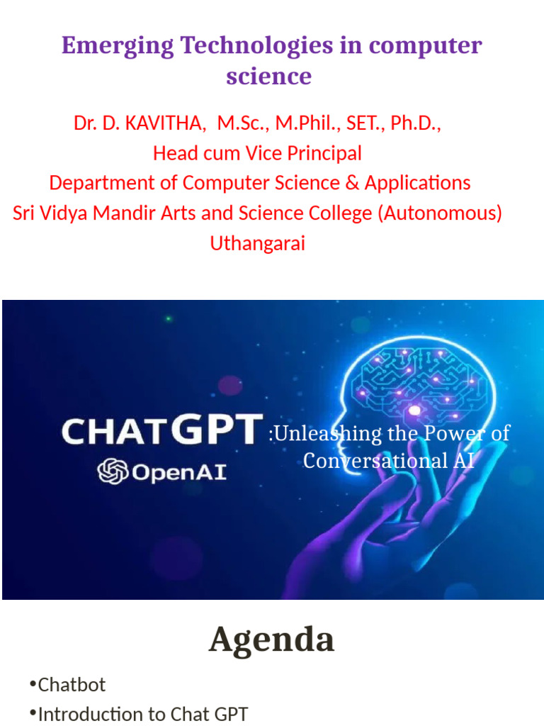 Kavi Emerging Technologies in Computer Science On 190224 | PDF | Artificial Intelligence ...
