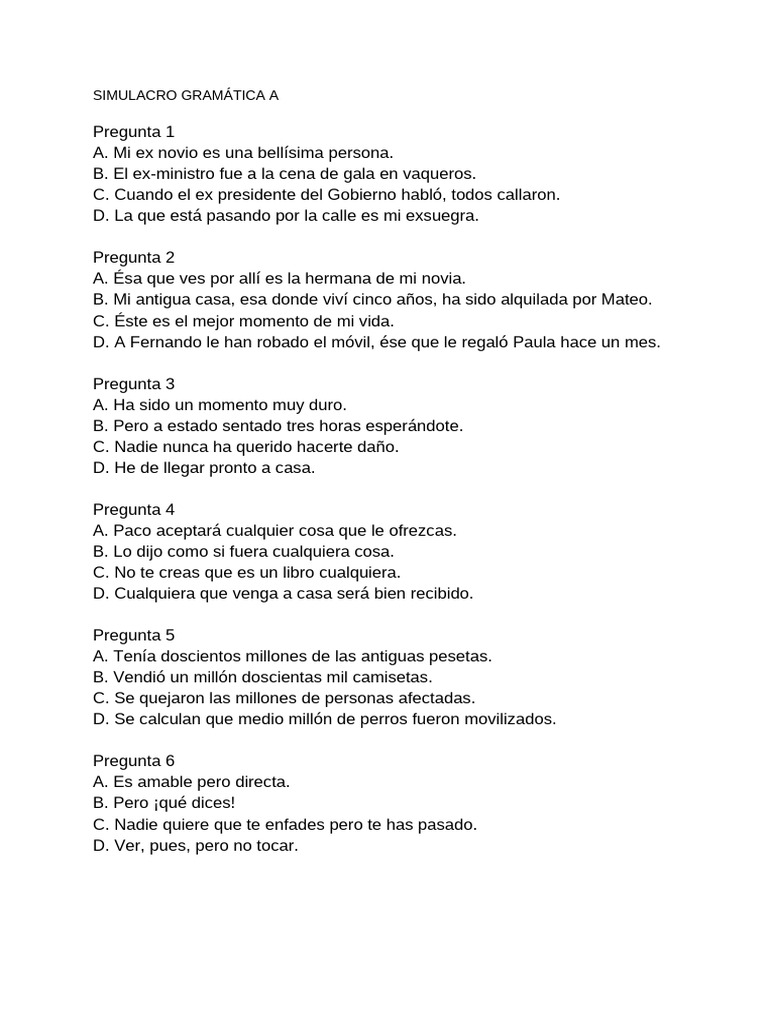 Examen Gramática 11 Abril | PDF | Verbo | Coma