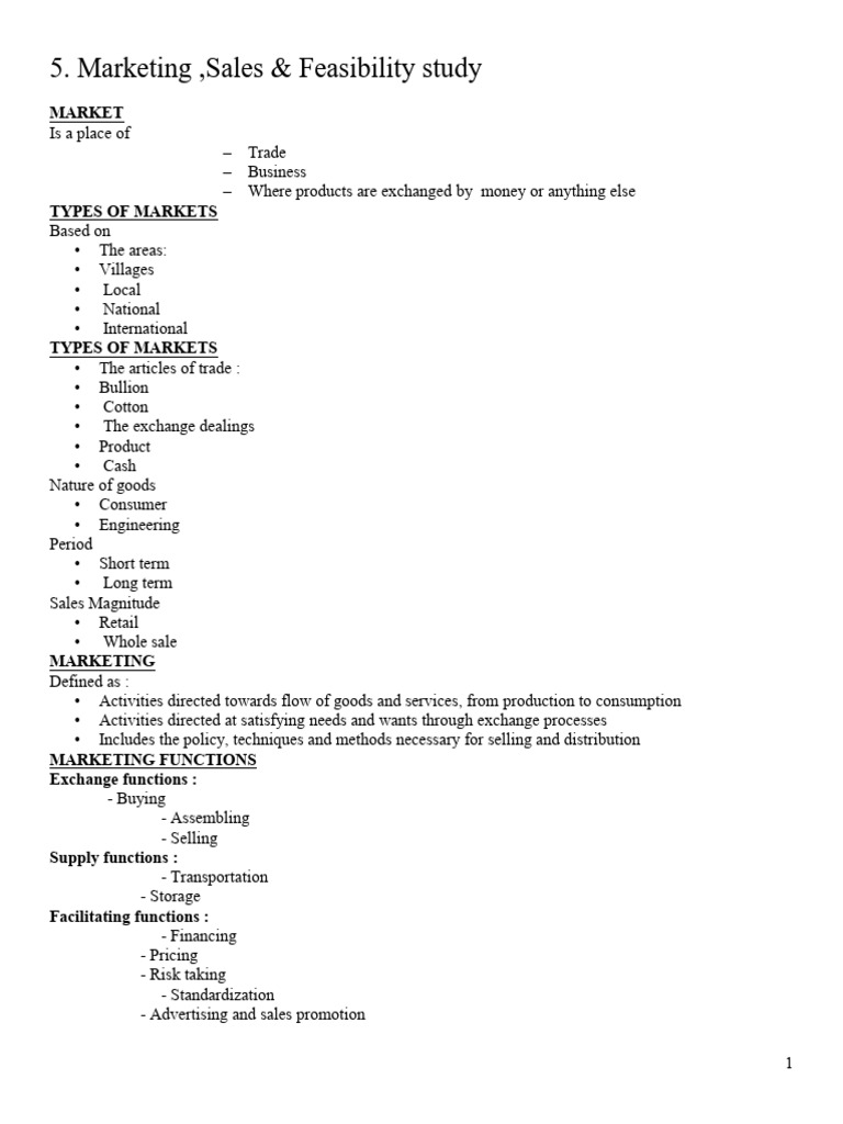5.marketing, Sales & Feasibility Study | PDF | Feasibility Study | Sales