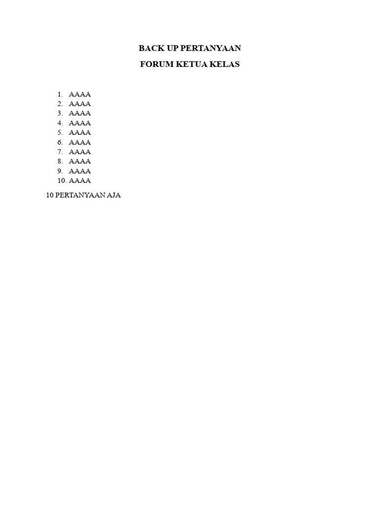 Back Up Pertanyaan FKK | PDF