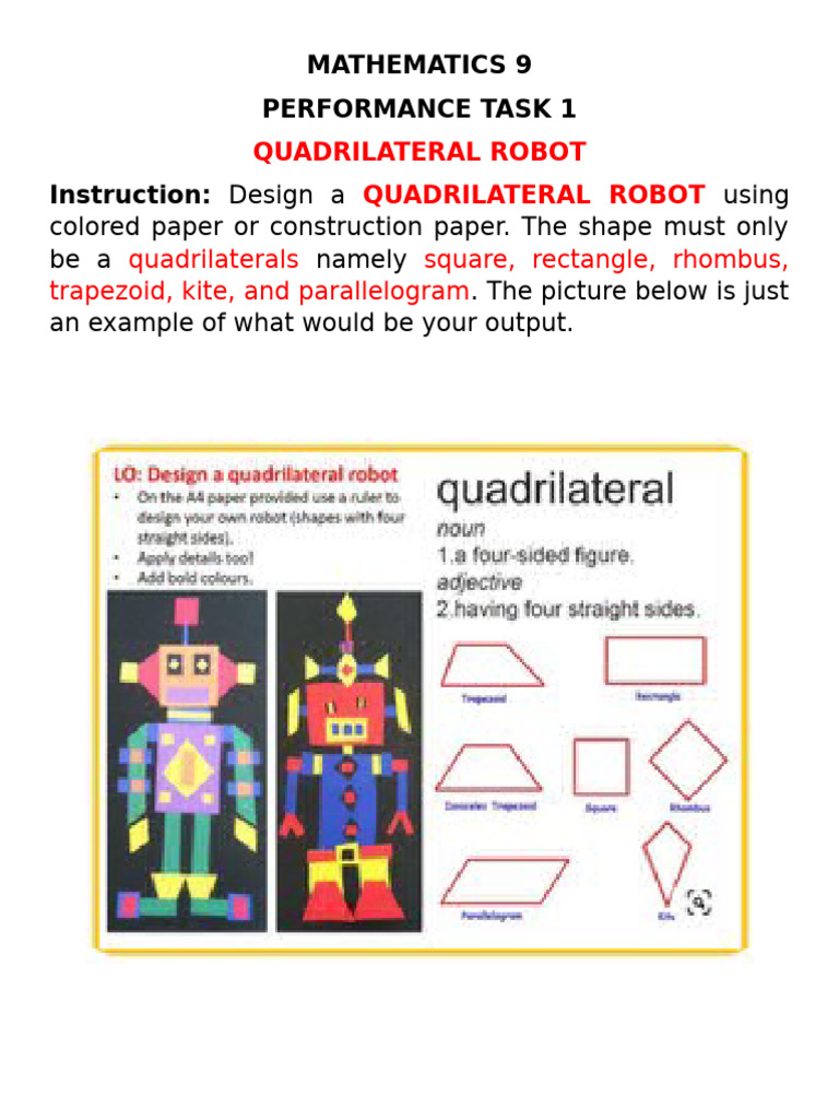 Quadrilateral Robot and Abstract Design Task | PDF