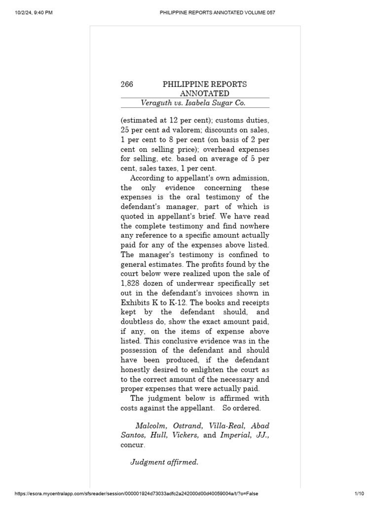 Veraguth vs. Isabela Sugar Co. | PDF | Corporations | Common Law