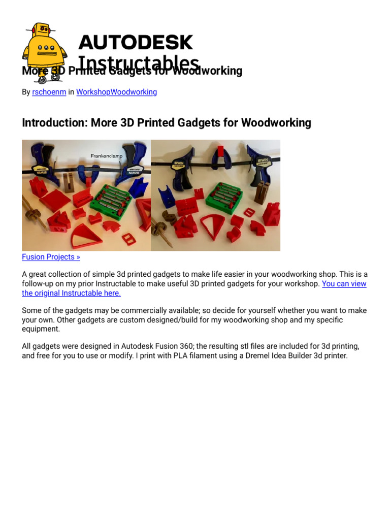 More 3D Printed Gadgets For Woodworking - 15 Steps (With Pictures) - Instructables | PDF | 3 D ...