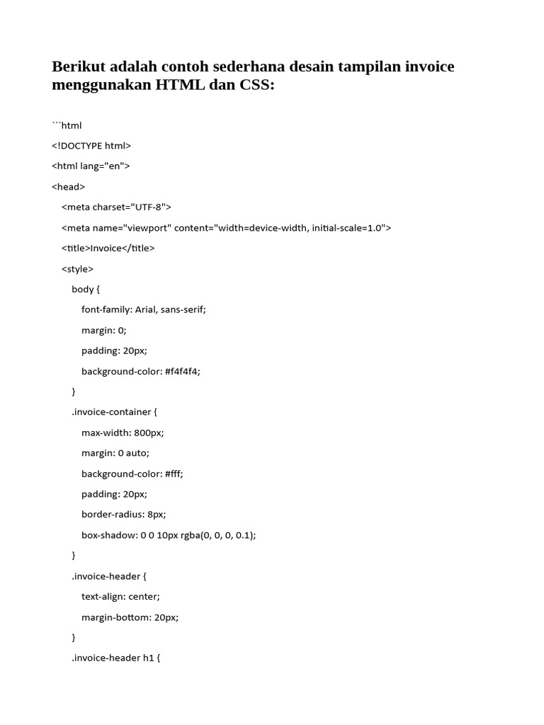 4 Membuat Desain Tampilan Invoice | PDF | Business Documents | Web ...