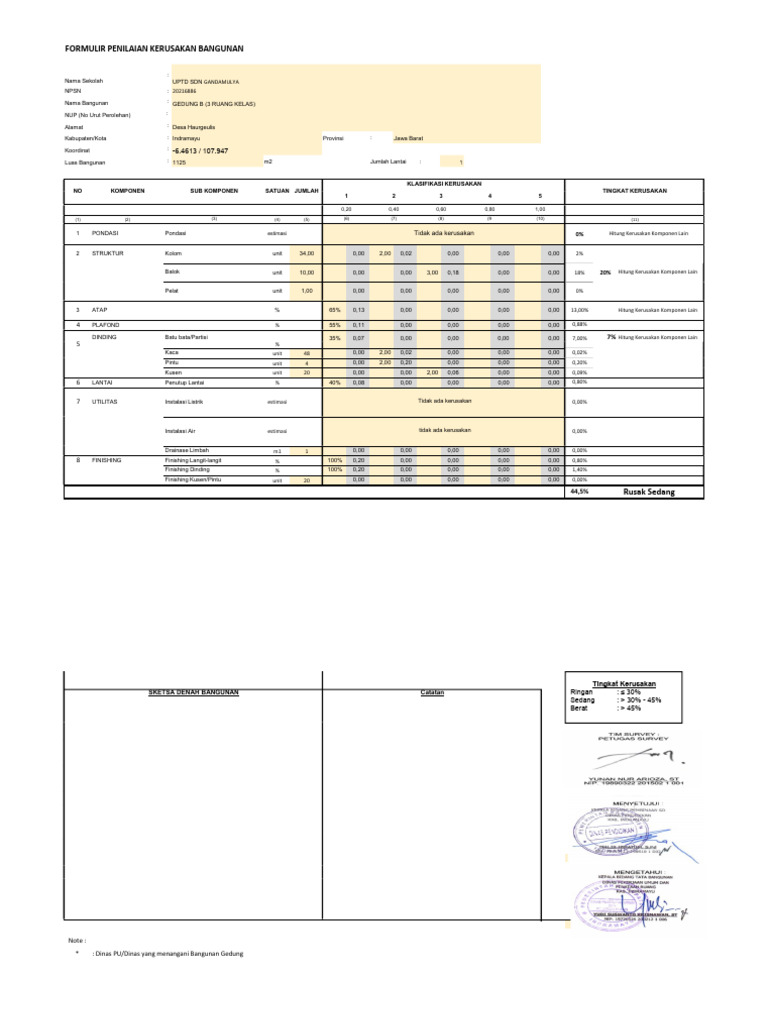 Form Penilaian Kerusakan | PDF