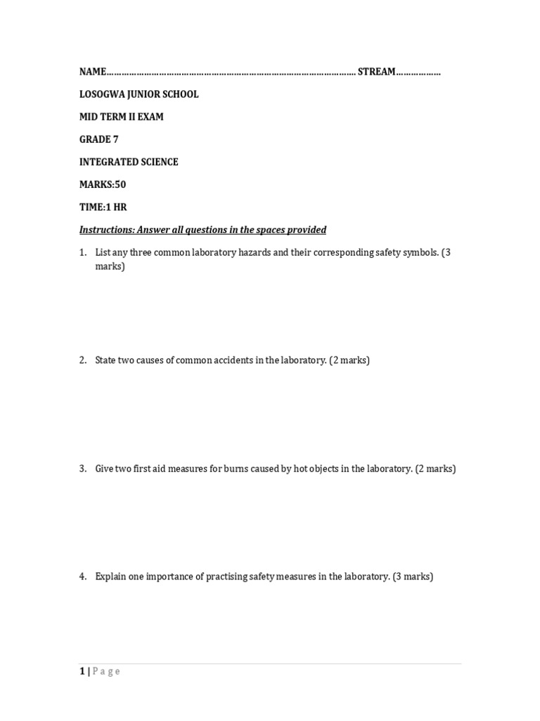 Science Grade 7 Mid Term II Exams | PDF