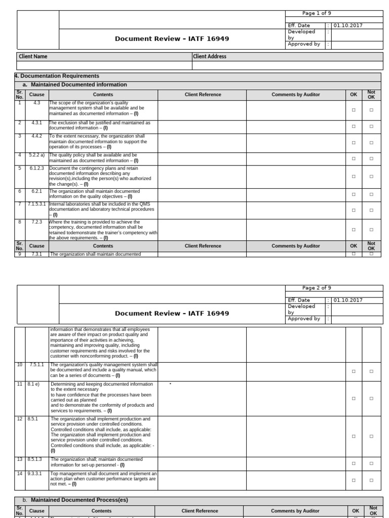120 - IATF Document Review | PDF | Calibration | Verification And ...