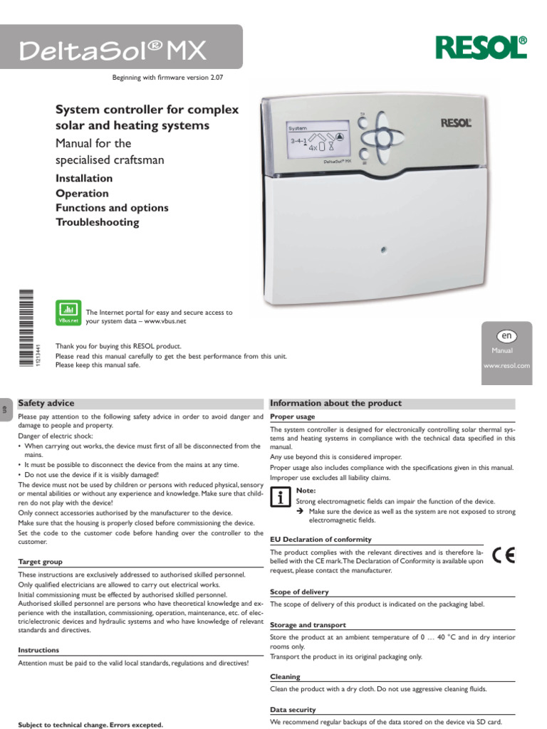 DeltaSol MX System Controller Manual | PDF | Power Supply | Mains ...