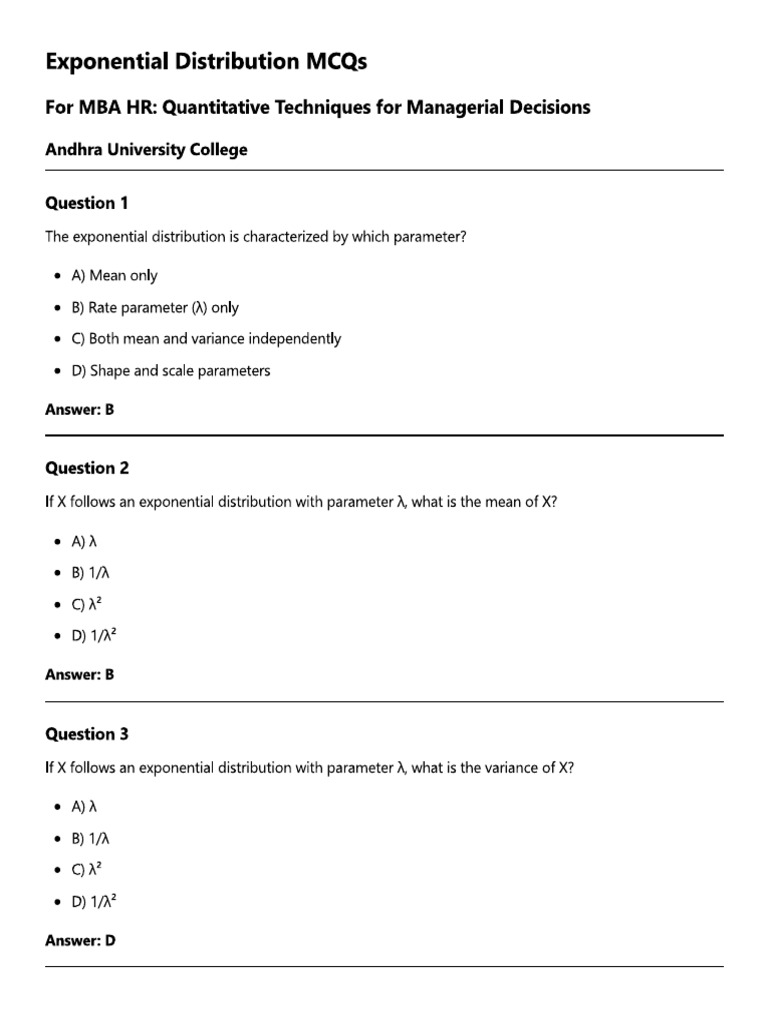 Exponential Distribution | PDF