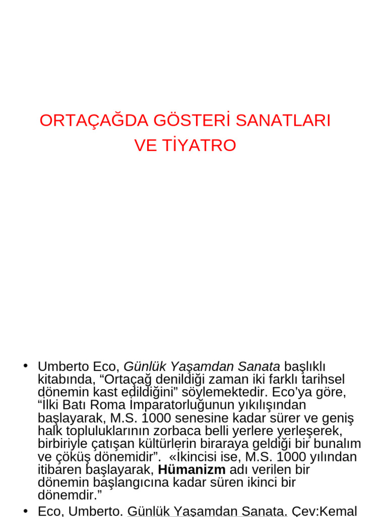 Ortaçağ Tiyatrosu | PDF