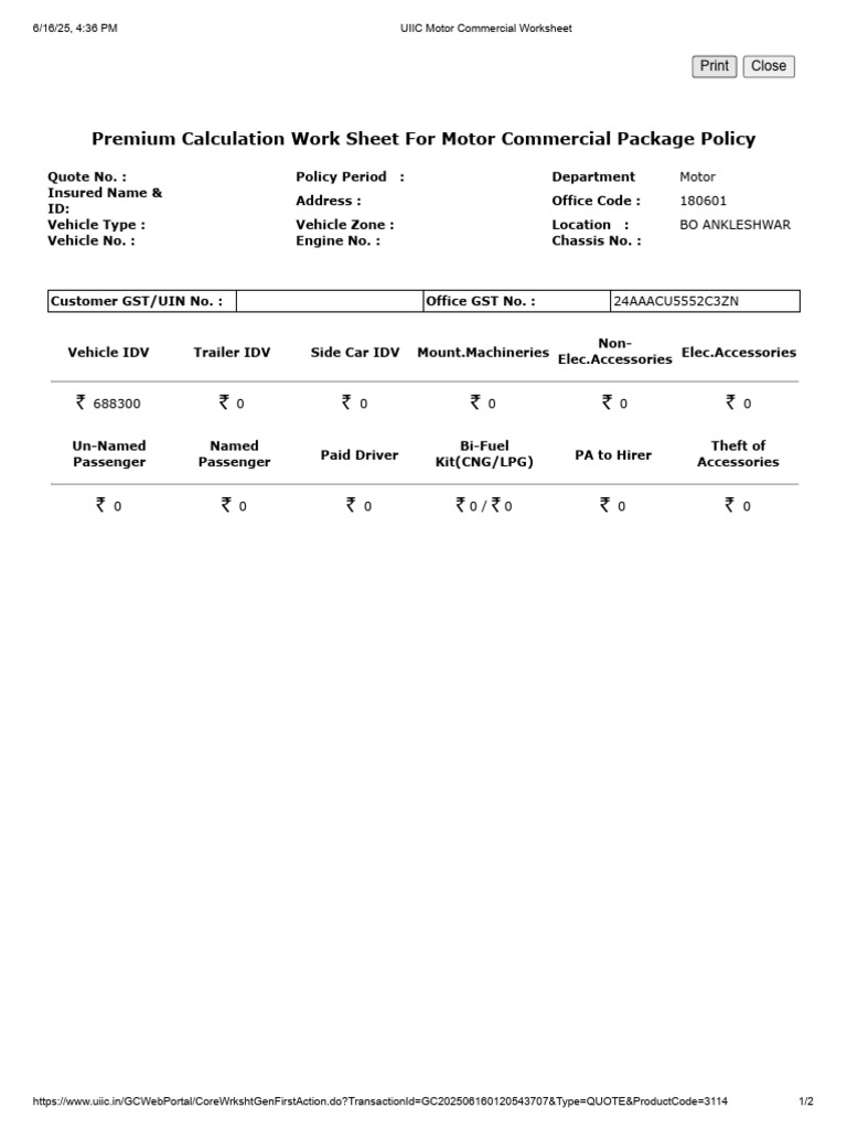 Motor Insurance Premium Calculation | PDF | Land Vehicles | Transport