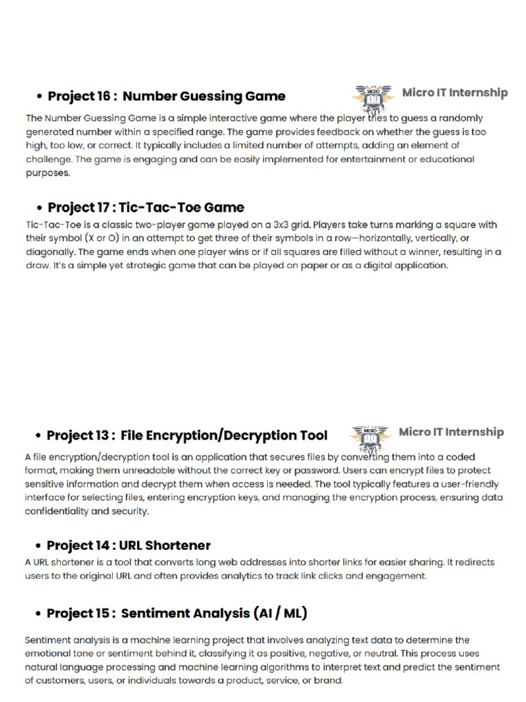 Projects List Pdf