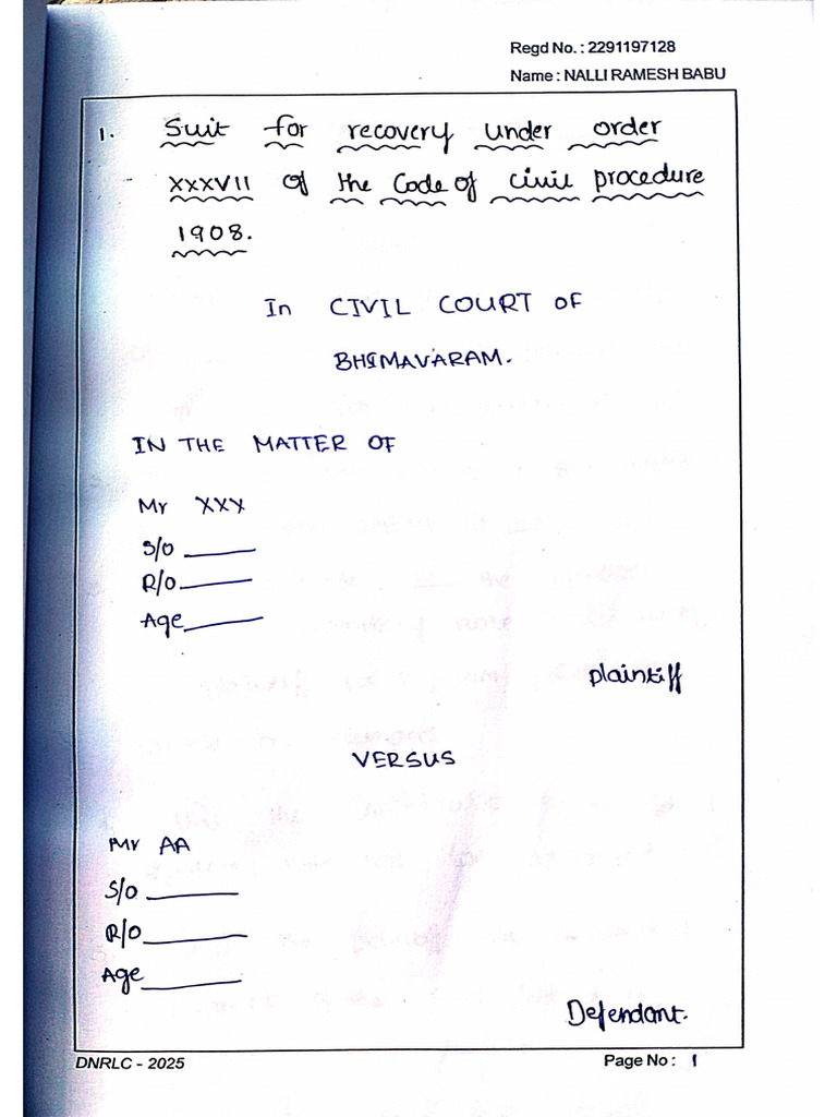 Drafting & Pleading Record-1 | PDF