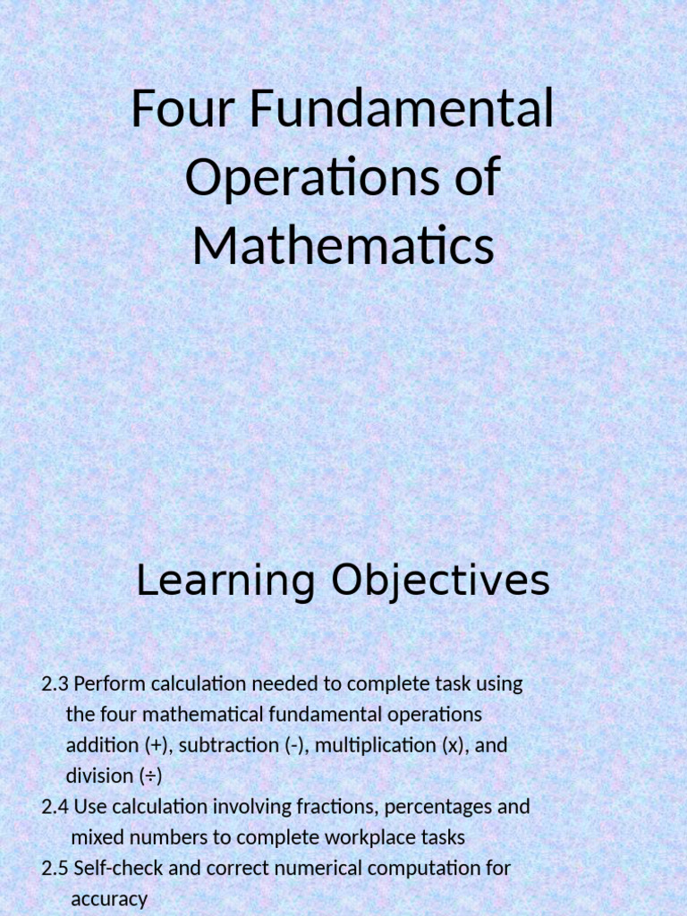 What Are The Four Fundamental Operations of Mathematics | PDF | Area ...
