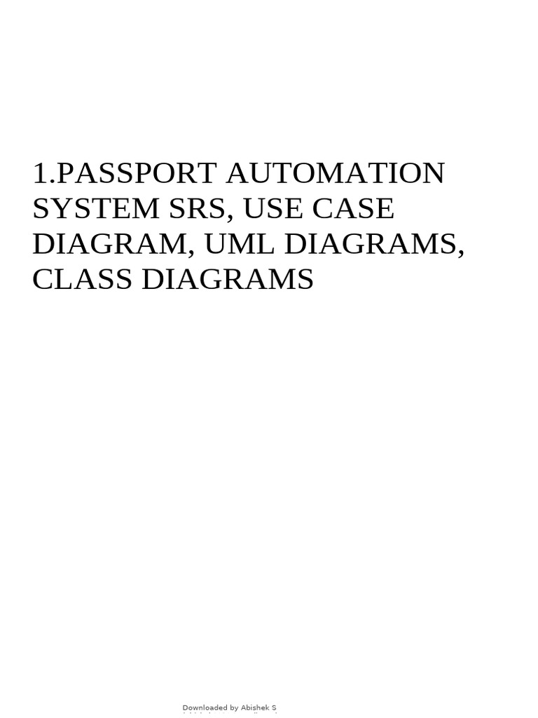 1 Passport Automation System Srs Use Case Diagram Uml Diagrams Class ...