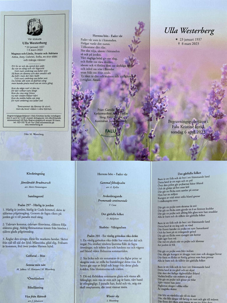 Ulla Begravning Program | PDF