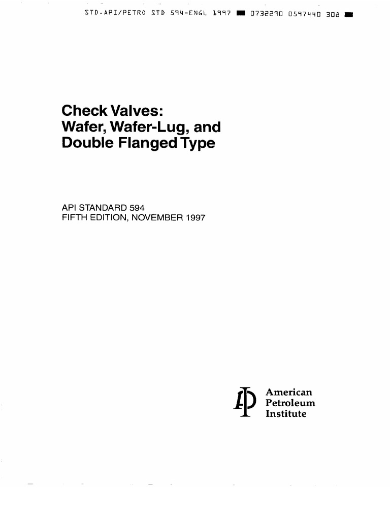 API 594 Check Valves 1997 | PDF