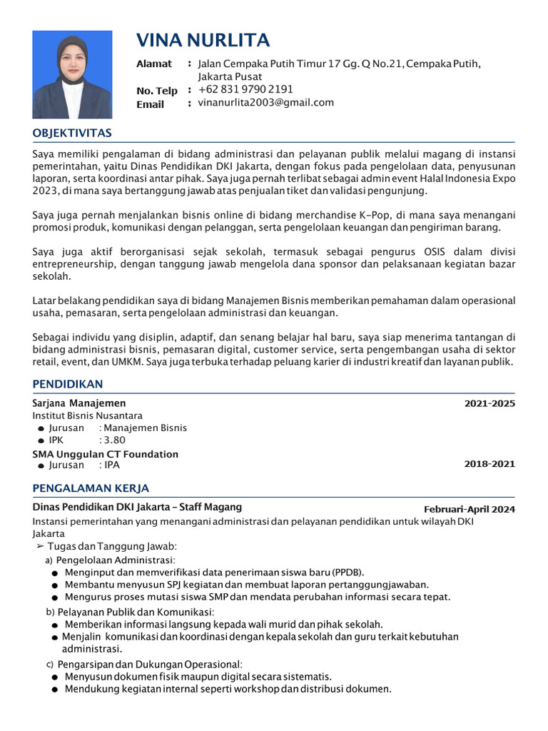 CV Vina Nurlita 1 | PDF