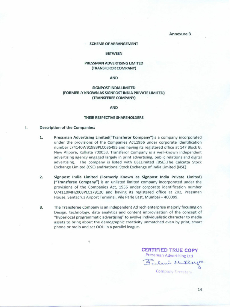 Draft Scheme Arrangement | PDF | Taxes | Lease