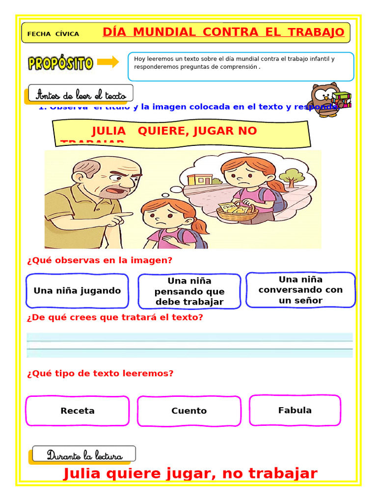 Fecha Civica Ficha Dia Mundial Del Trabajo Infantil | PDF | Trabajo ...