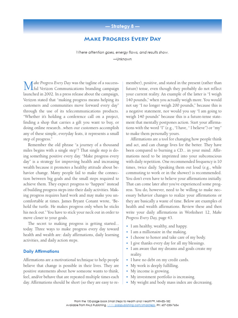 Daily Progress for Health and Wealth | PDF