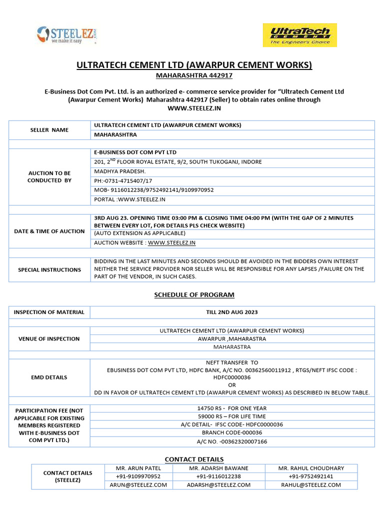 Ultratech Awarpur 3rd Aug 2023 | PDF | Auction