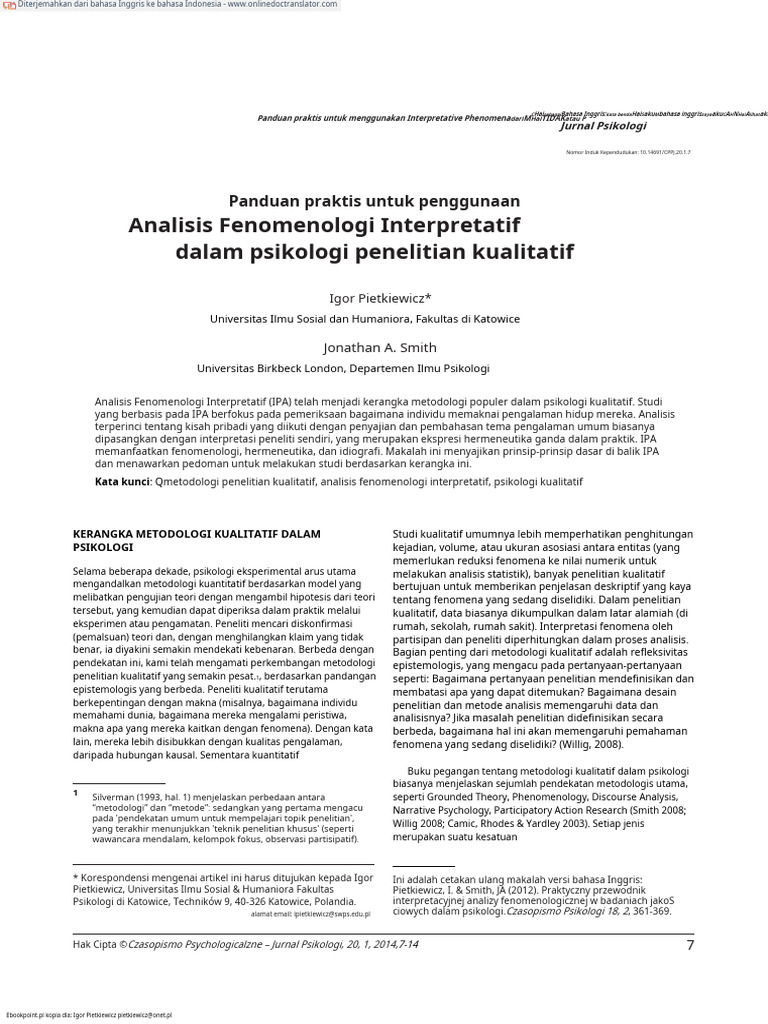 Interpretative Phenomenological Analysis - En.id | PDF