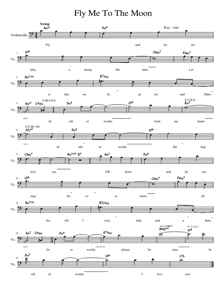 Cello Sheet Music for "Fly Me to the Moon" | PDF