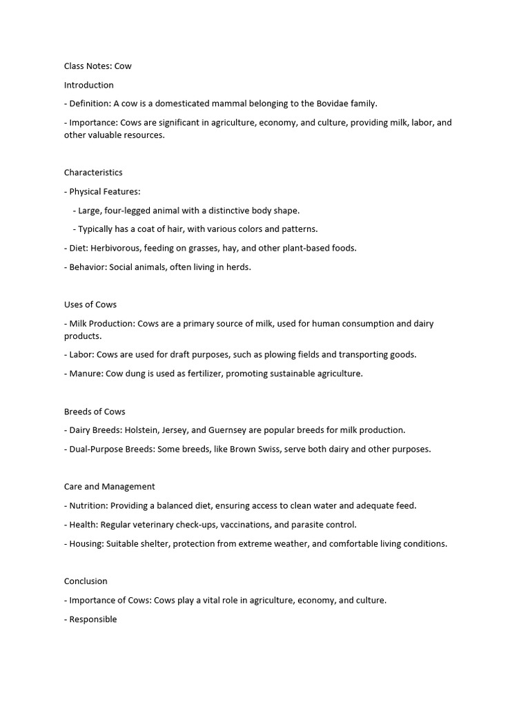 Class Notes Cow | PDF