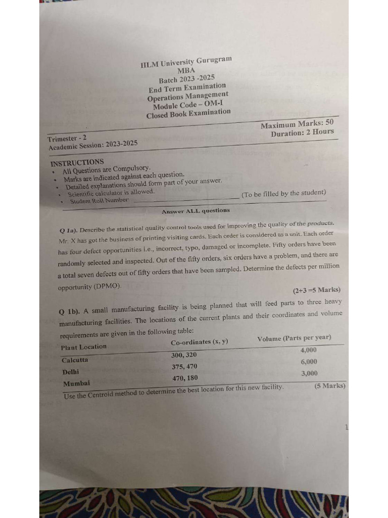 Om Question Paper | PDF