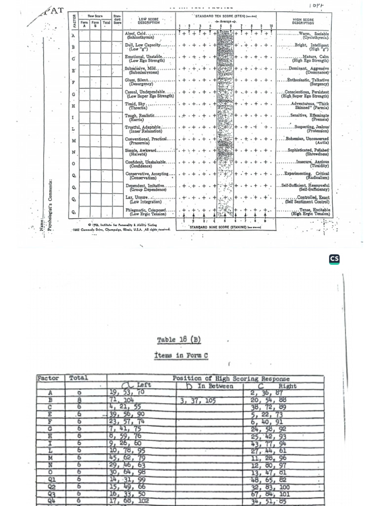 16PF Sheets | PDF
