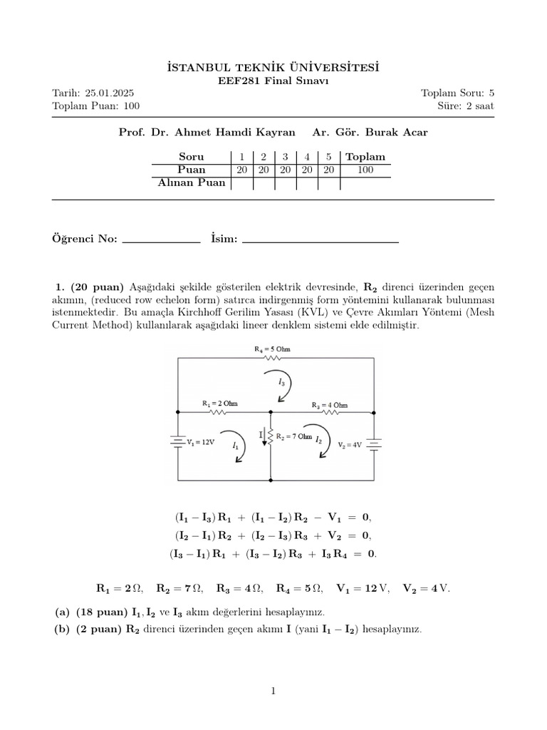 Lineer Cebir Final | PDF