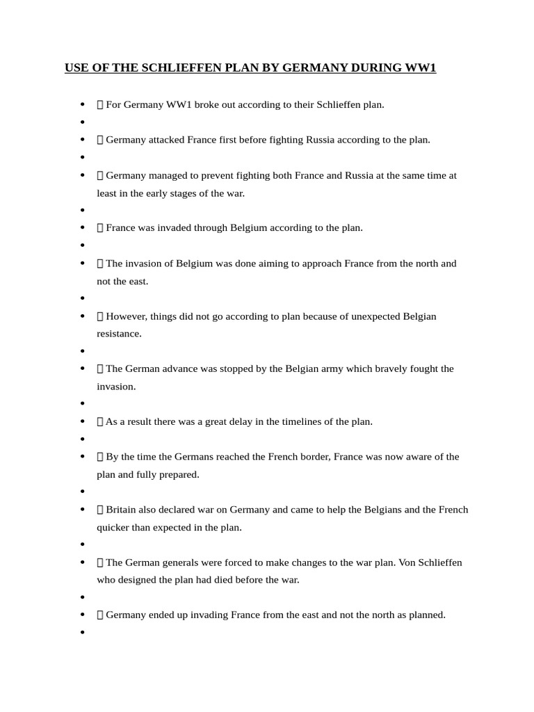 Unit 9 B- The Schlieffen Plan | PDF | German Empire | World War I