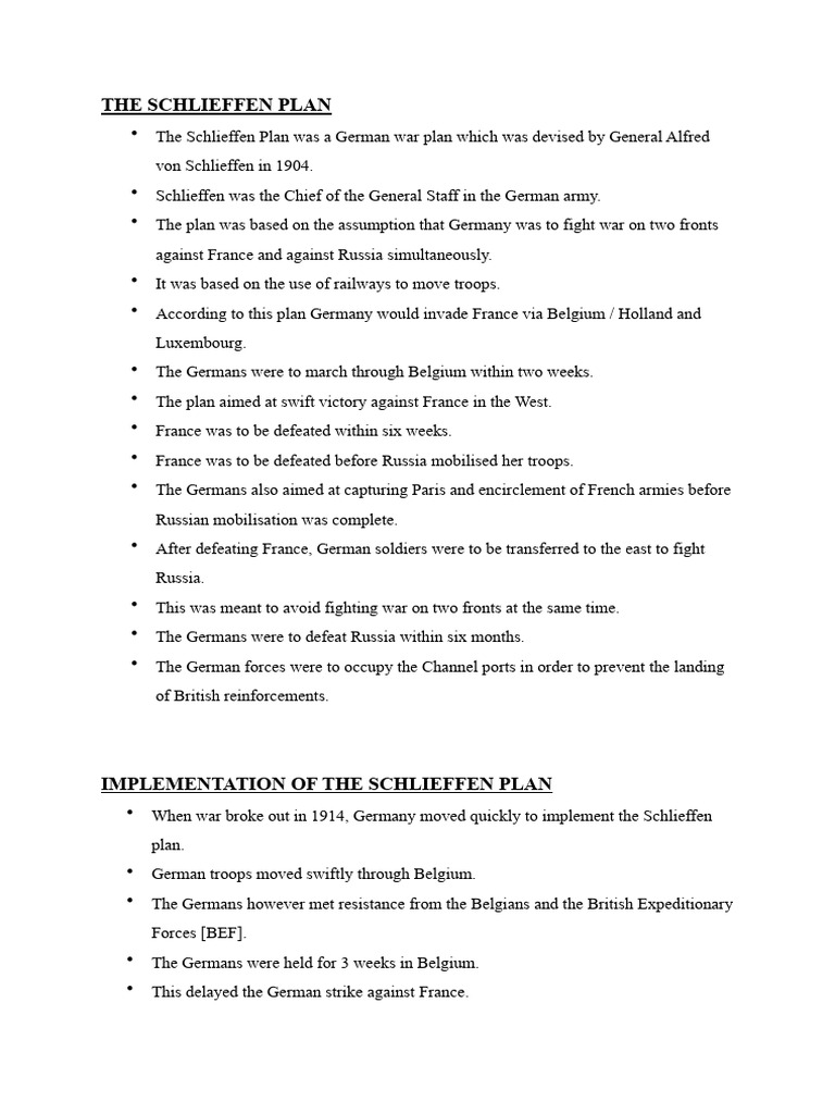 Unit 9 - The Schlieffen Plan | PDF | German Empire | Western Front ...