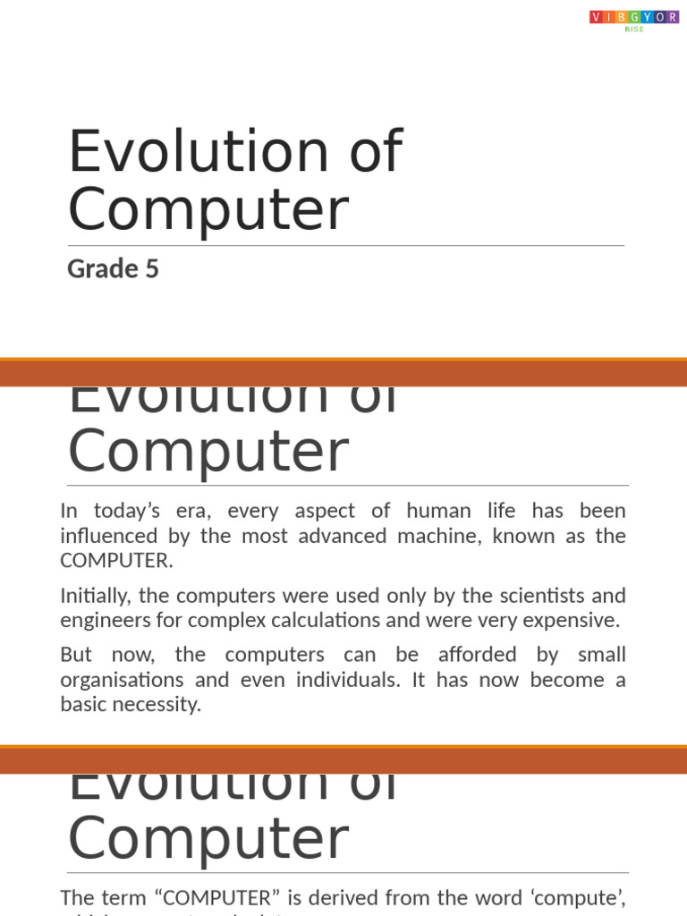 Evolution of Computers Grade 5 | PDF | Computer Engineering | Computer ...
