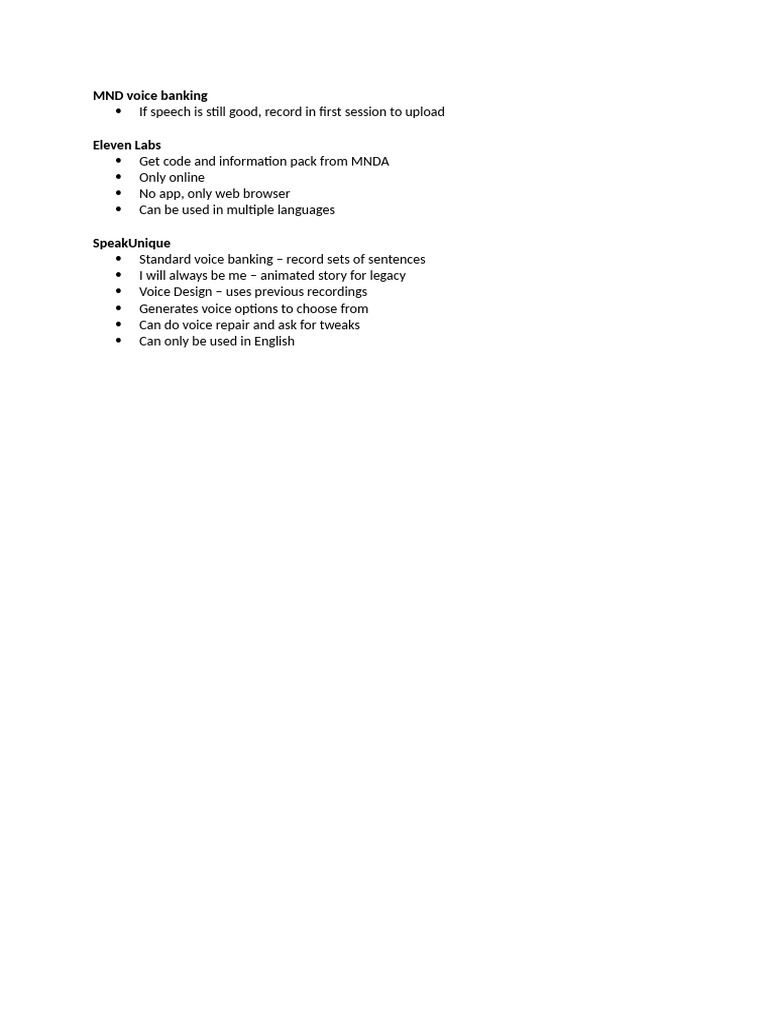 MND Voice Banking | PDF
